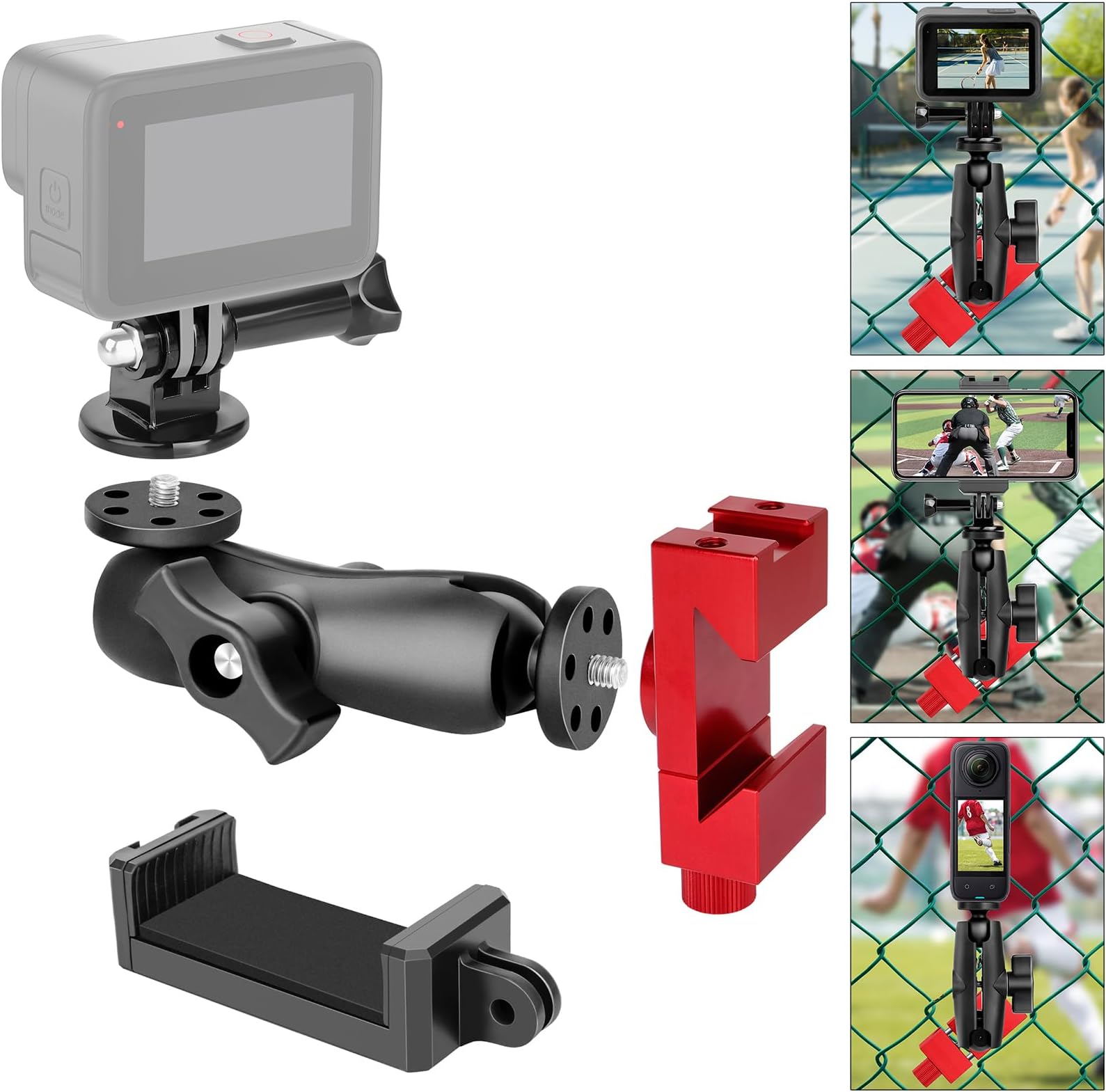 Amazon.com : Fence Mount for Gopro, Aluminum Phone Fence Mount ...