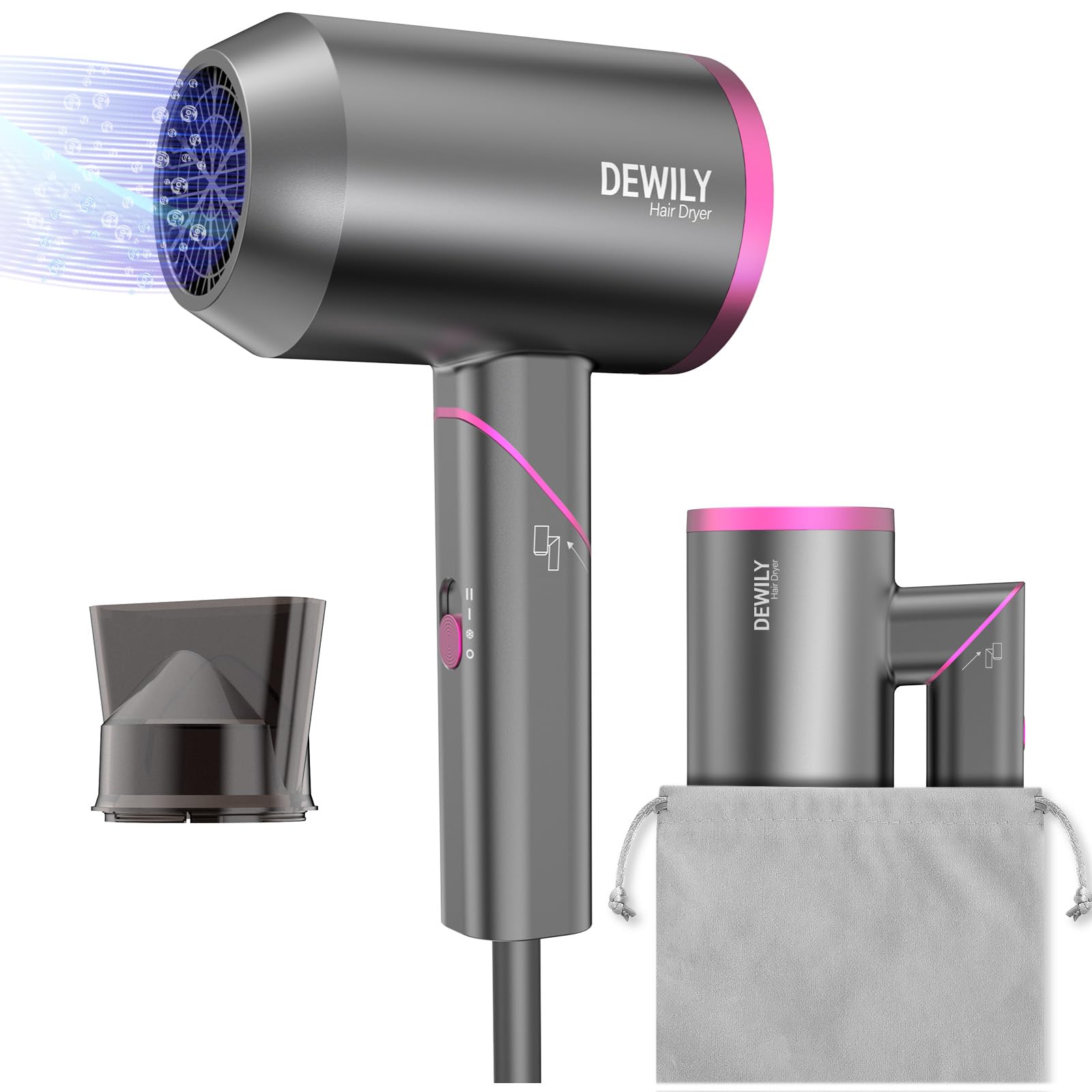 Mini Seche Cheveux Voyage Pliable - DEWILY Professionnel Sèche-cheveux ...