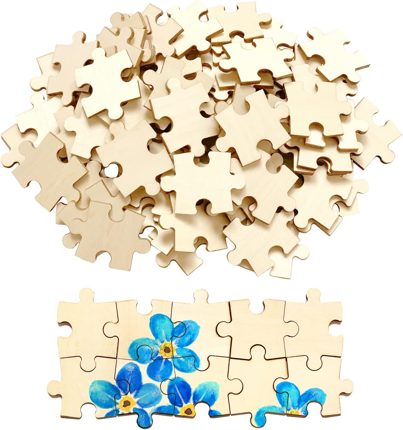 Amazon.com: 100 Piece Blank Puzzle Pieces for Crafts, Freeform Blank ...