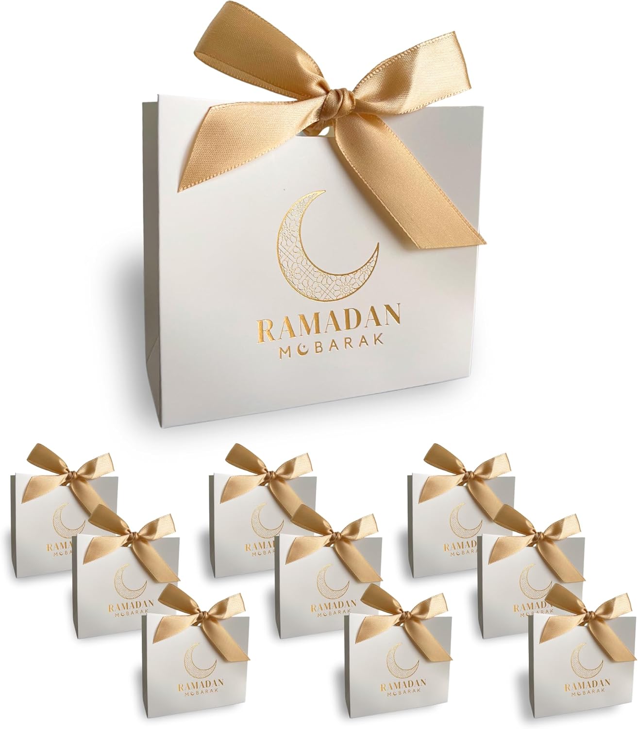 Amazon.com: All Things Salam. Premium Ramadan Mubarak Gift Bags | White ...