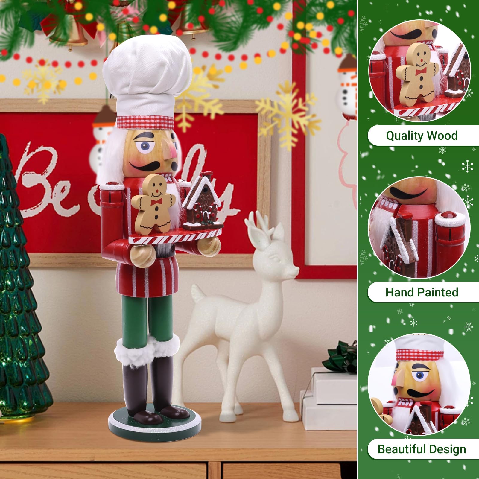 Snapklik.com : 14" Wooden Chefs Nutcracker, Holiday Christmas Decorations, Handmade Chef Themed ...