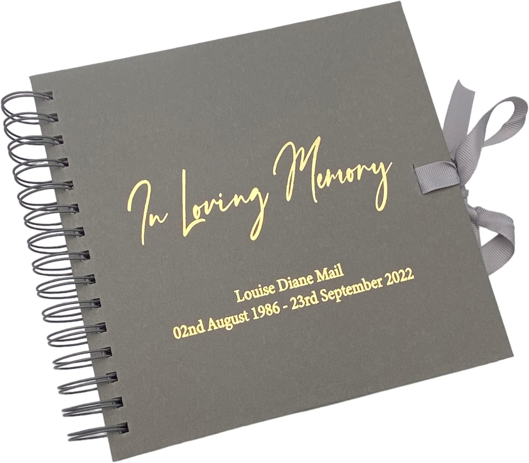Personalised Loving Memory Funeral Remembrance Memorial Grey Guest Book ...
