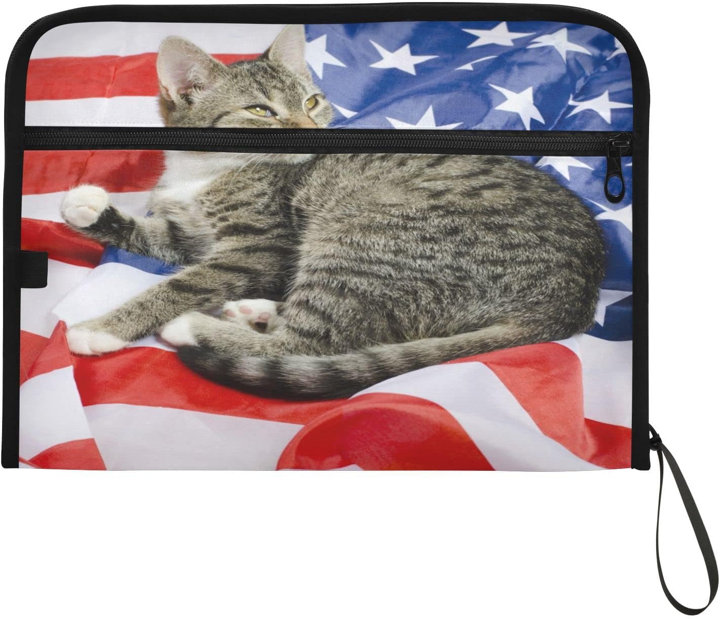 Cat American Flag Expanding File Folder for Documents A4 Letter Size ...