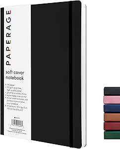 Amazon.com : PAPERAGE Softcover Lined Journal Notebook (Black), 176 ...
