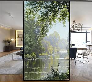 Amazon.com: Decortive Window Film Privacy Forest Painting Static Cling ...