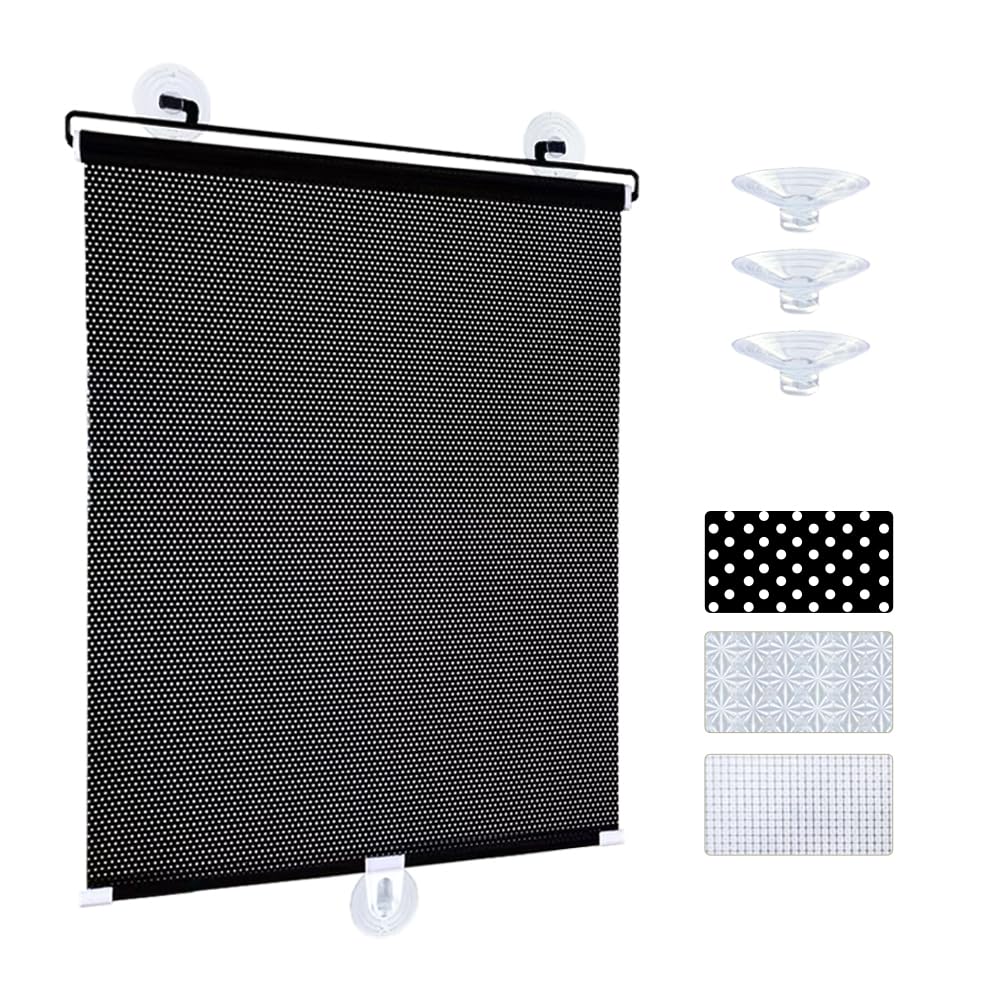 Amazon.com: Yoebor No Drill Blackout Blind Shade with 3 Suction Cups, Black 50% Shade Temporary ...