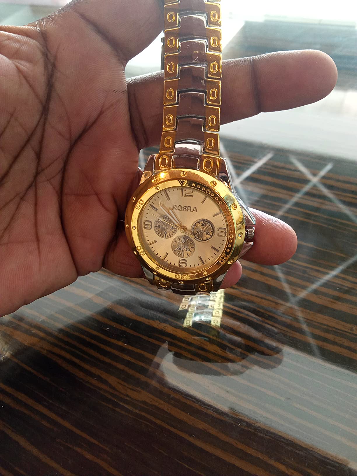 sba prime Metal Analogue Golden Silver Watch For Men : Amazon.in: Fashion