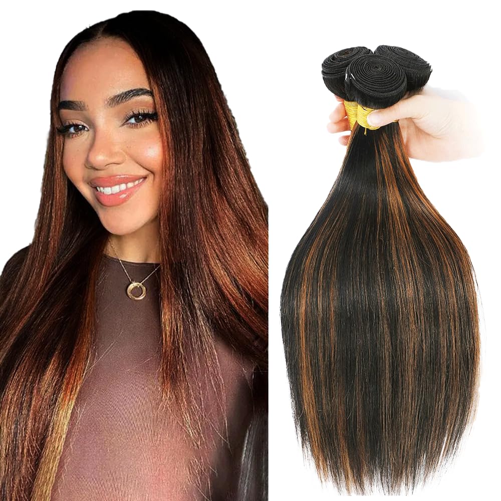 Amazon.com : Vinmdonm P1B/30 Human Hair Bundles Highlight Bundles Ombre ...