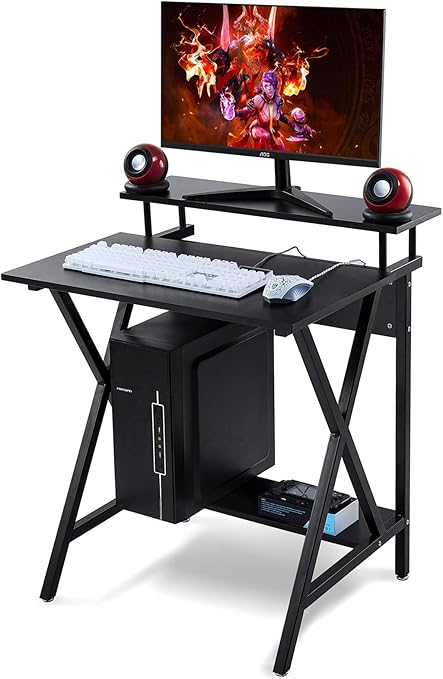 DEFWAY Small Gaming Computer Desk - Mini Computer Desk with Top Monitor ...