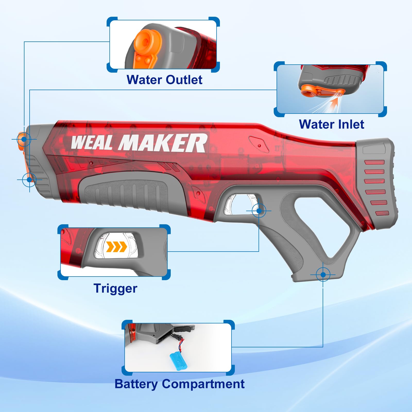 Snapklik.com : 2P Self-Filling Function Electric Water Gun IP67 ...