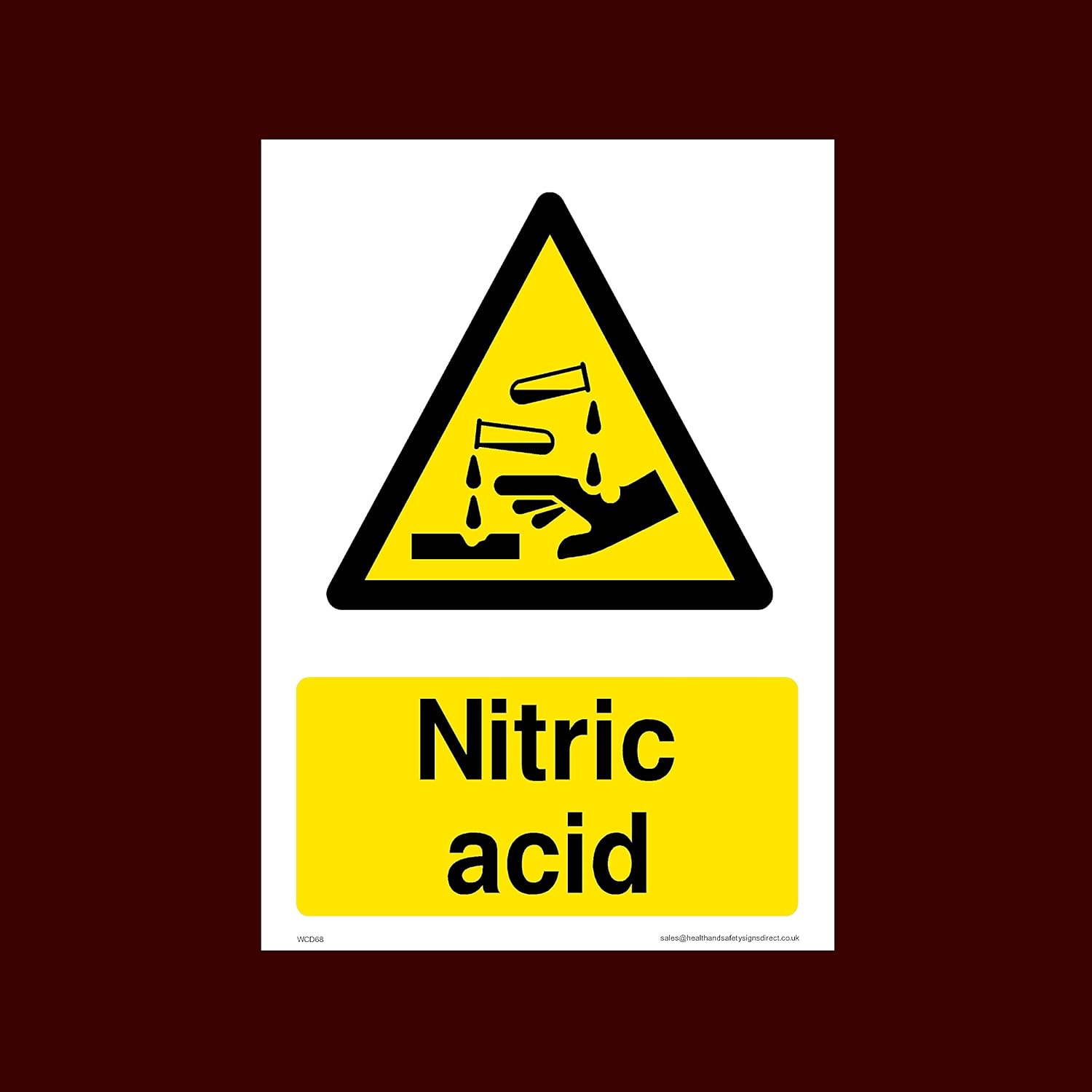 Nitric Acid Sticker/Self Adhesive Sign (WCD68) - Danger, Acid ...