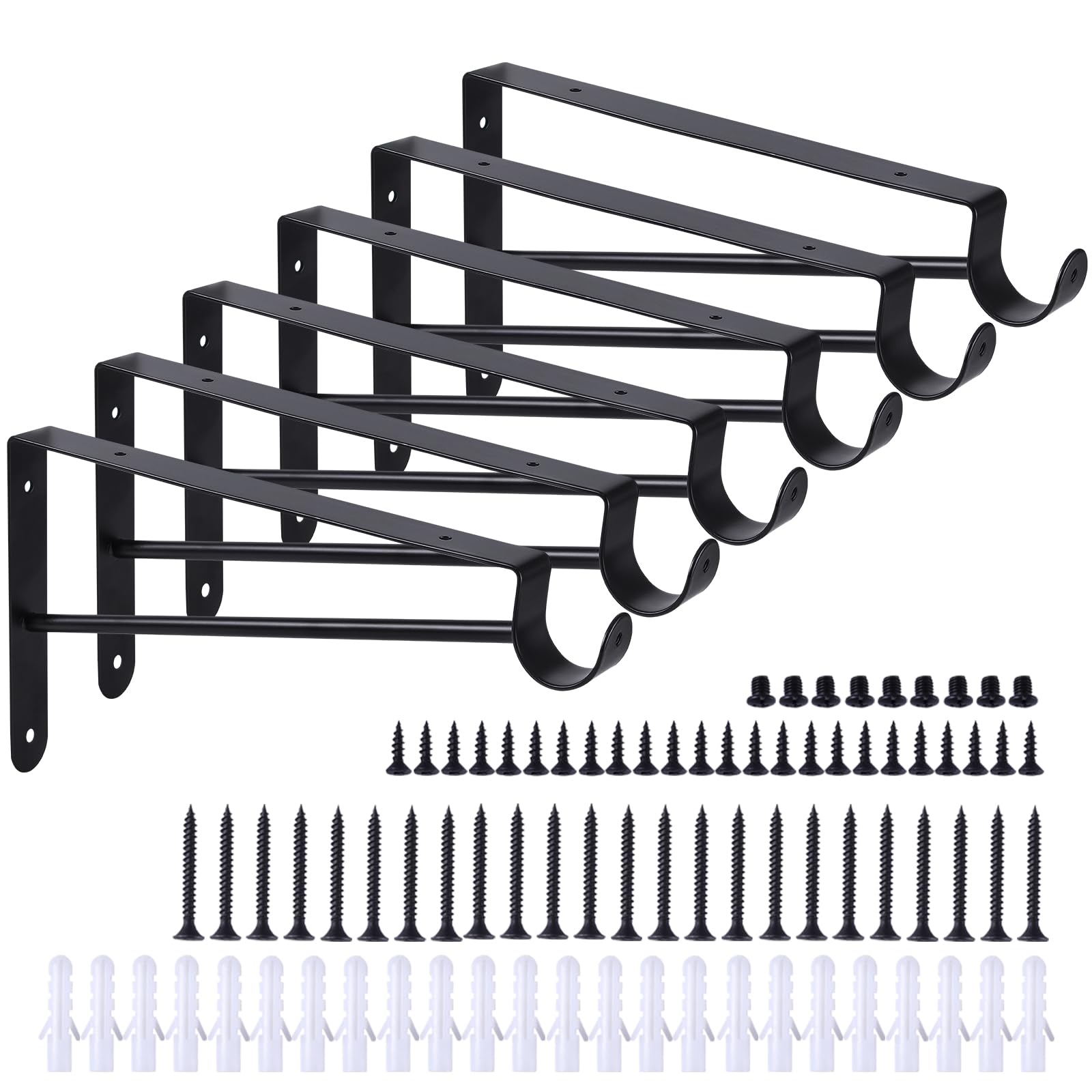 Amazon.com: 6 Pack Closet Rod Bracket Heavy Duty, Wall Mounted Closet ...