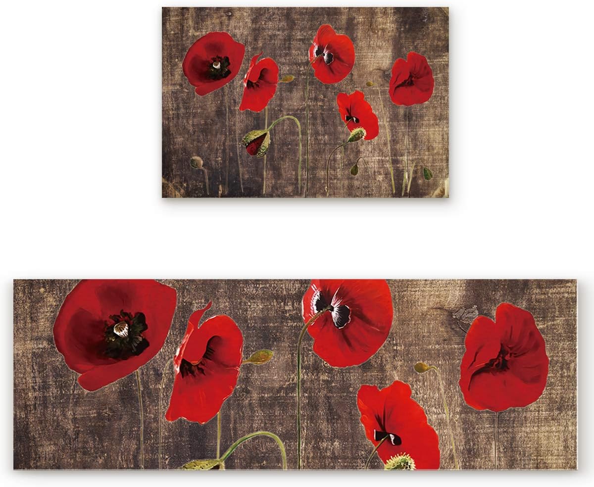 Amazon.com: Kitchen Area Rug Pad Set 2 Piece-Non Slip Comfort Cushioned ...