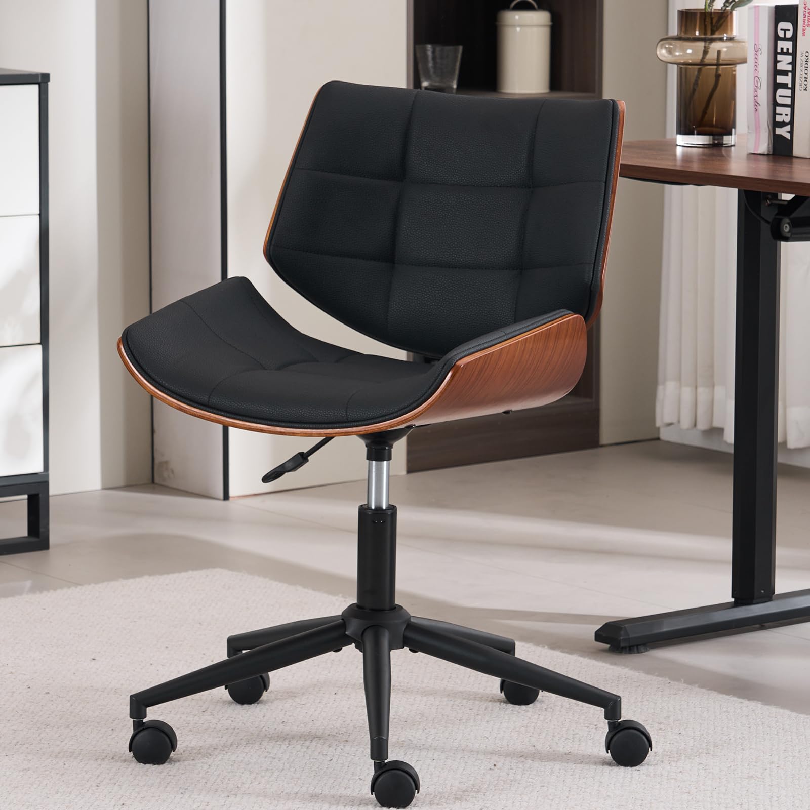 Amazon.com: Zuacs Modern Office Chair No Arms with Wheels, Adjustable ...
