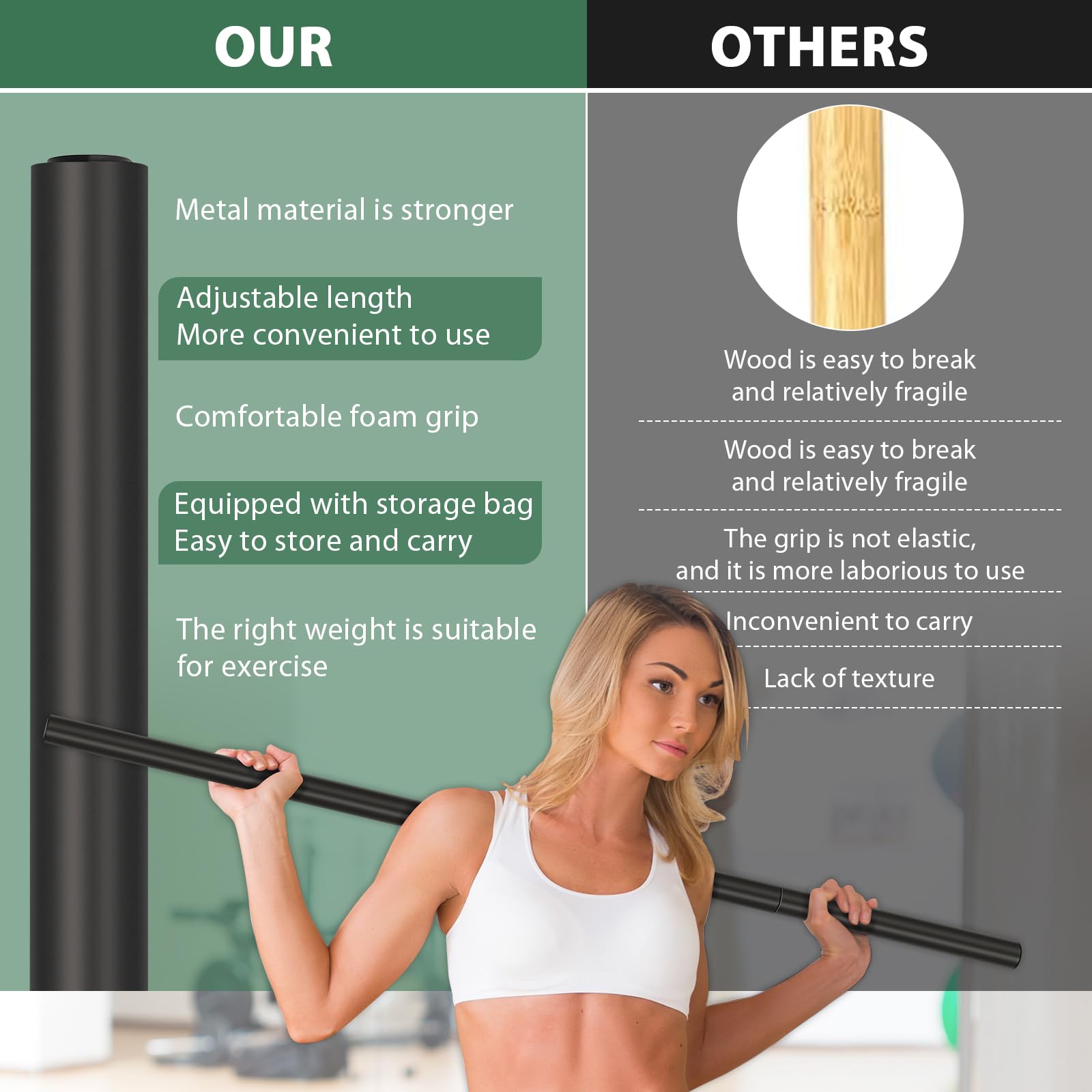 Stretch Stick Therapy Cane Parallel Bars Adjustable 5Ft Yoga Stick ...