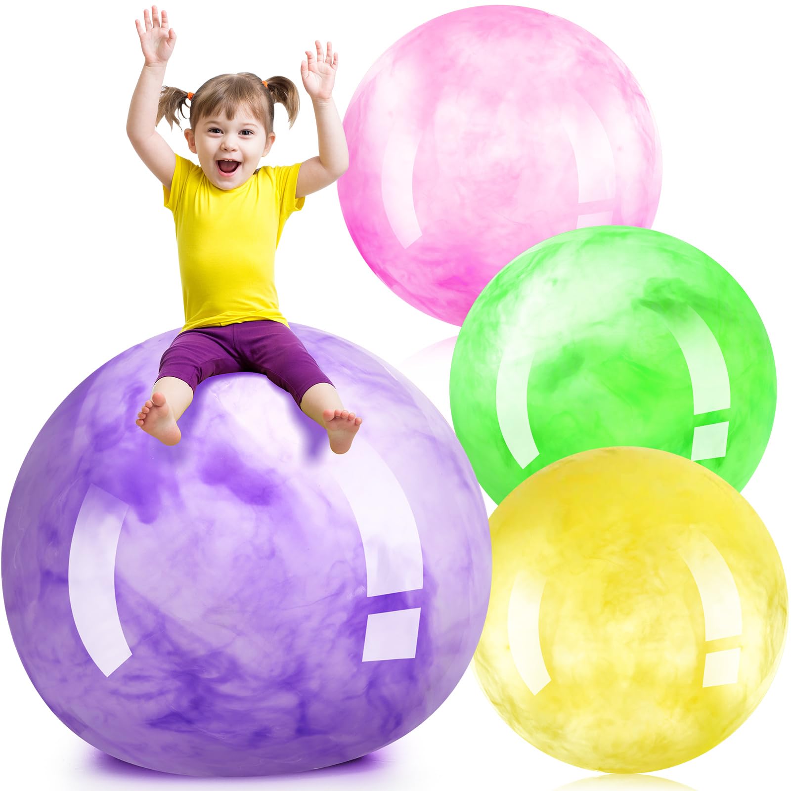 Snapklik.com : Meooeck 4 Pcs Inflatable Marbleized Big Bouncy Balls ...
