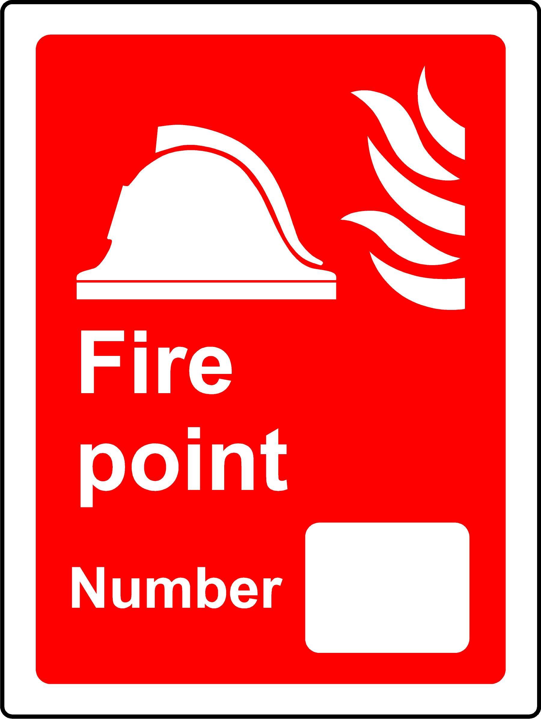 Fire point number safety sign - 1.2mm Rigid plastic 200mm x 150mm ...