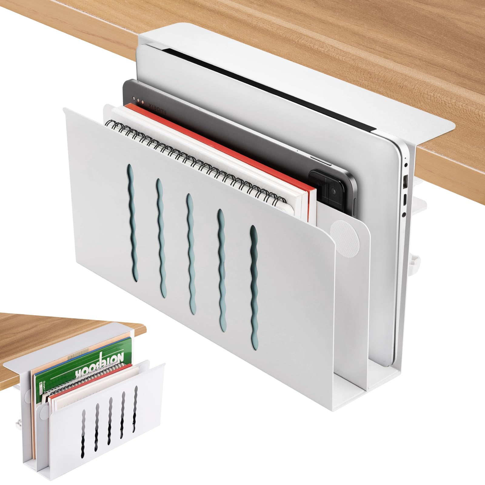 JGTONG Desk Side Storage, 2 Tier Hanging Desk Organizer No Drill, Alloy ...