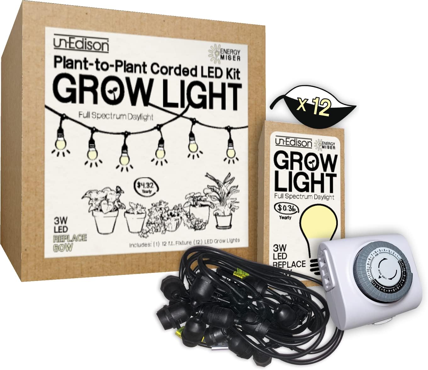 Amazon.com : Miracle LED Un-Edison Energy Miser Plant-to-Plant Grow ...