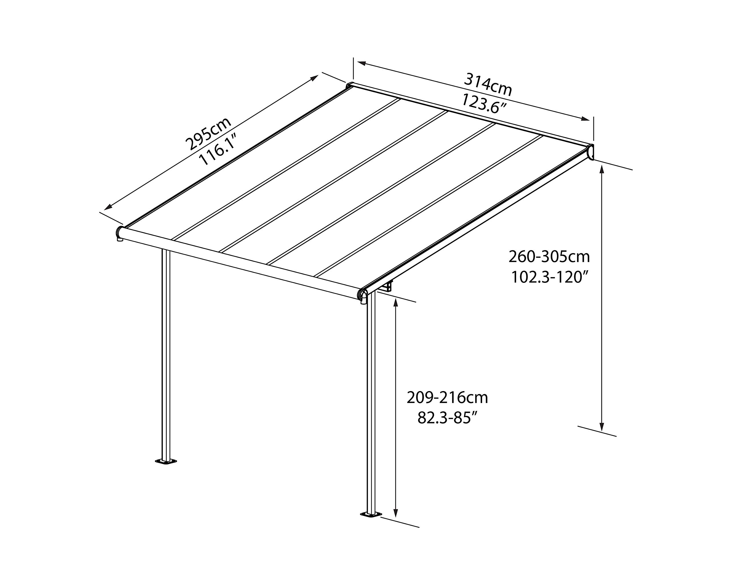 Palram Canopia Sierra Patio Veranda 3x3.05 Garden Canopy - Aluminum ...