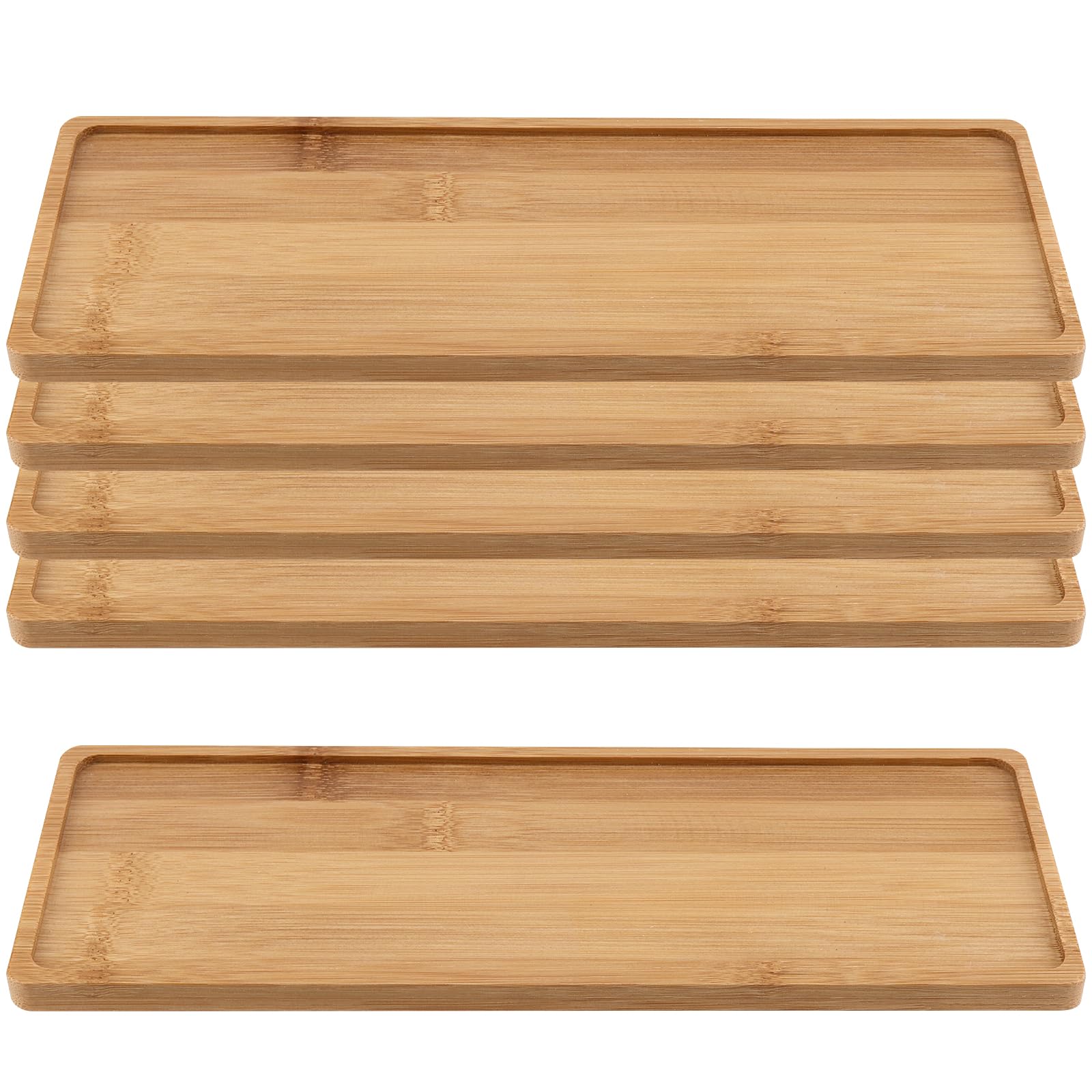 Amazon.com: HAKZEON 5 PCS Rectangle Bamboo Plant Tray, Rectangle ...
