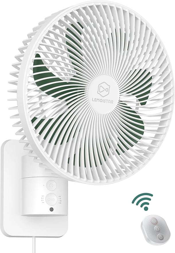 Portable Wall Mounted Oscillating Fan with Remote Control and Timer, 4 ...