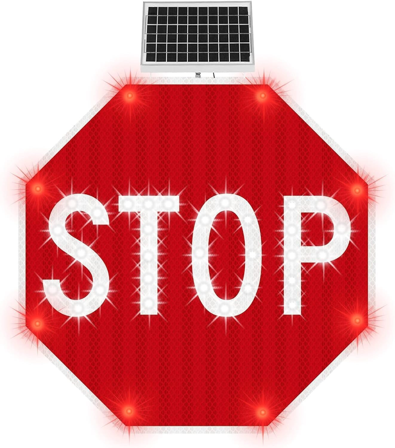 Amazon.com: 24" Power Solar Stop Flashing Traffic Signs For Lighted ...