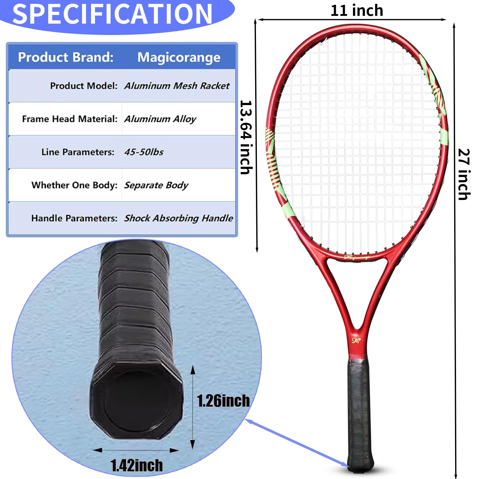 Snapklik.com : Magicorange 27" Pro Tennis Rackets For Adult 2 Players ...