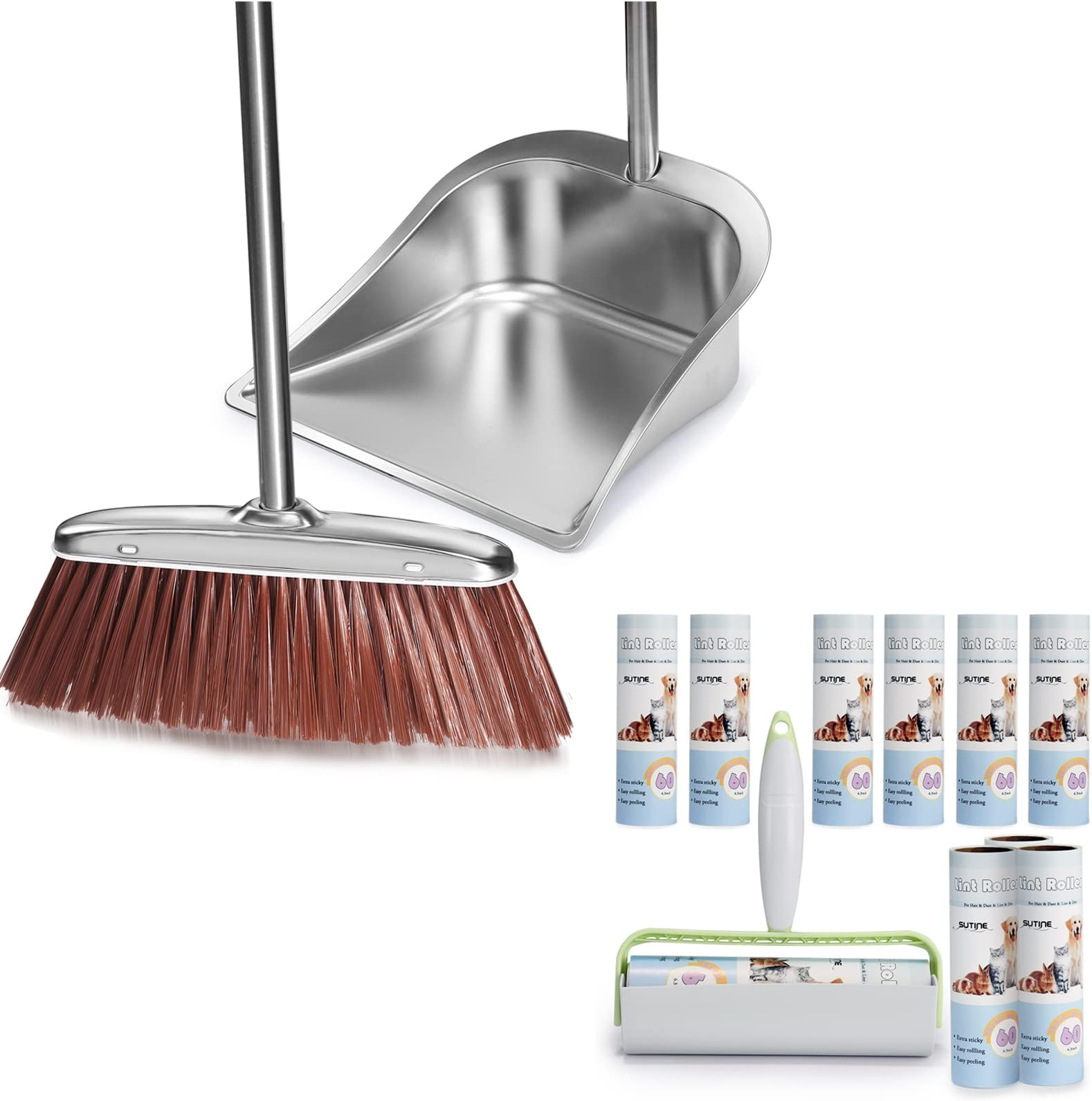 Amazon.com: Broom and Dustpan Set with Long Handled, 6.3 inch Large ...