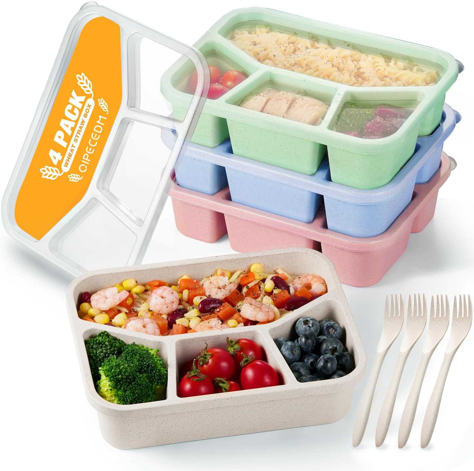 Amazon.com: ENESNES 4 Pack Lunchable Snack Containers for Kids & Adults ...