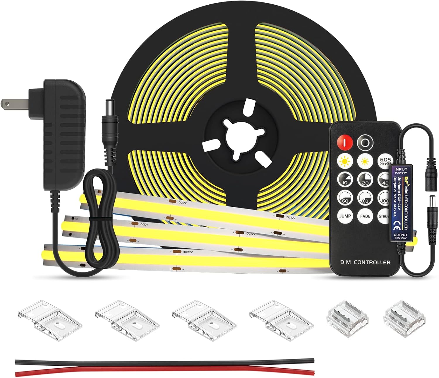 FCOB COB 12V Kit Flexible High Density LED Lights 8mm Width 3000K 16 ...