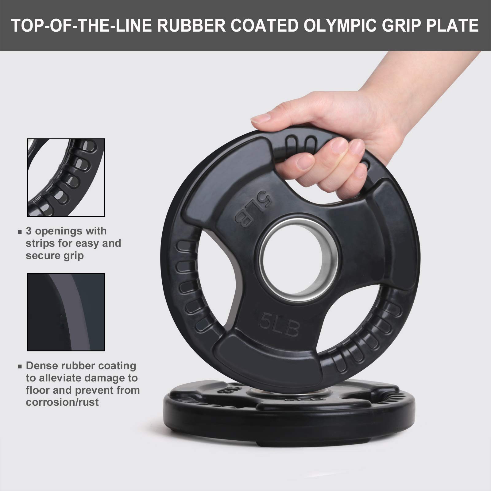 LIONSCOOL 2-Inch Rubber Coated Olympic Grip Plate in Pairs or Single ...