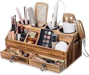 Amazon.com: Ikkle Wooden Hair Tool Organizer, Rustic 4 Cups Hair Dryer ...