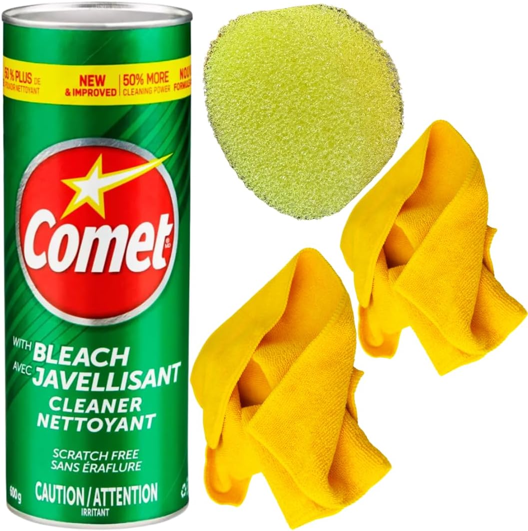 3 Pack Bundle, 2Microfibre Cloths + COMET Cleaning Powder 600g : Amazon ...
