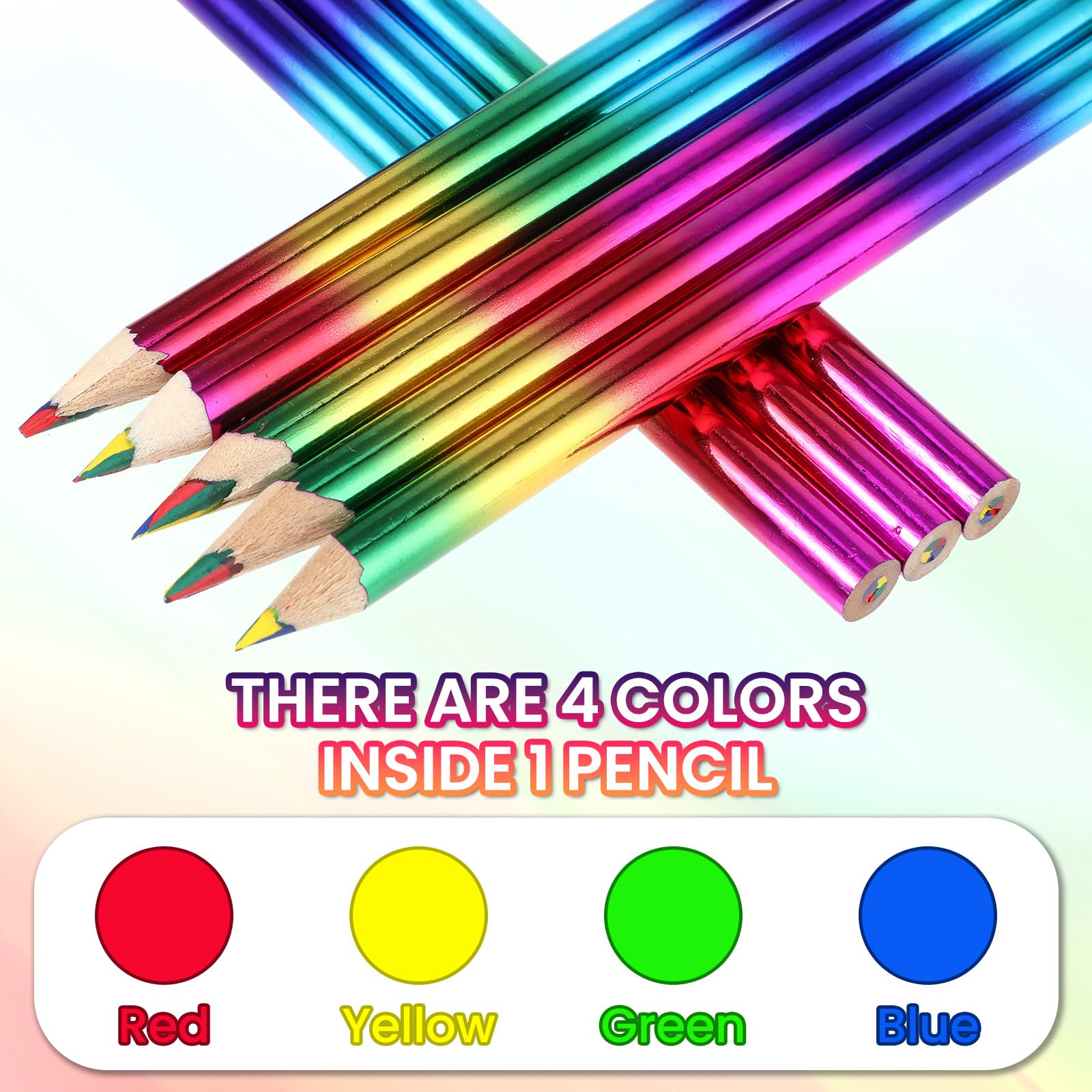 Snapklik.com : 96 Pieces Rainbow Color Pencils 4 In 1 Rainbow Pencils ...