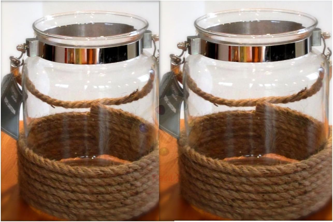 Amazon.com: Twin large Nautical Rope Lanterns - Glass Hurricane Bell ...