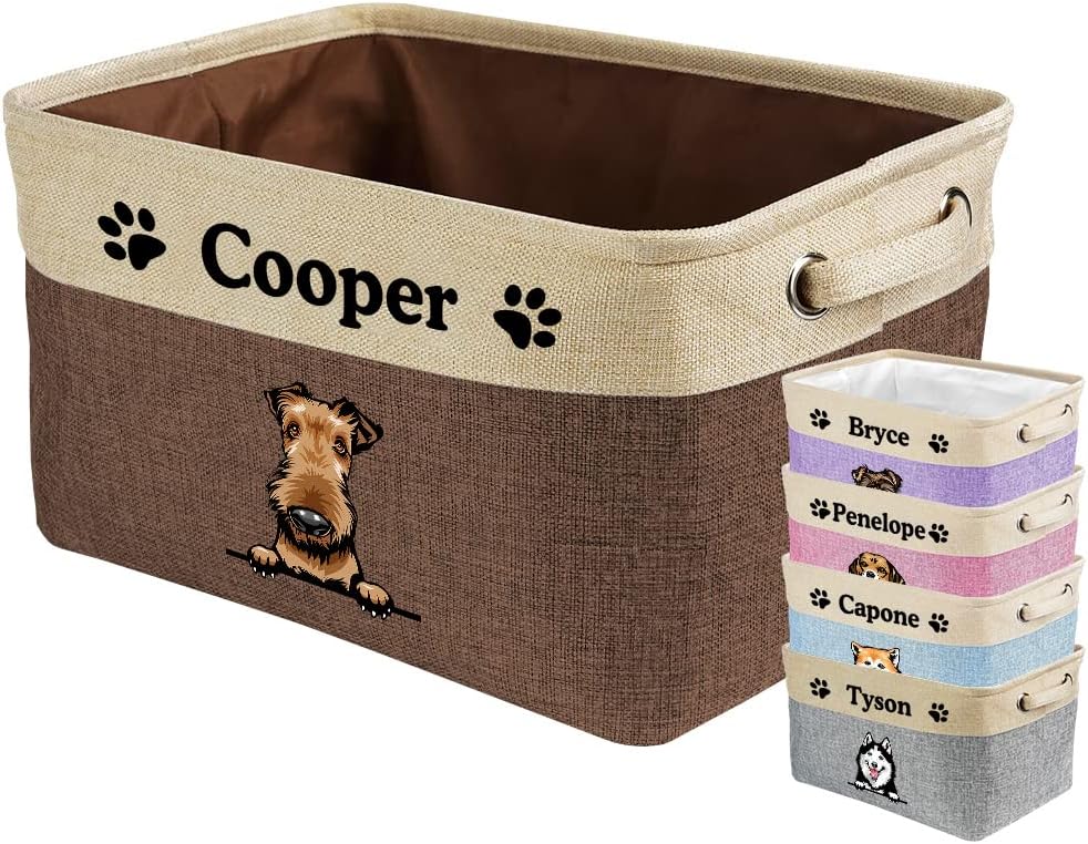 Amazon.com: MALIHONG Custom Dog Basket for Toys Collapsible Storage Bin ...