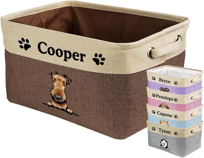 Amazon.com: MALIHONG Custom Dog Basket for Toys Collapsible Storage Bin ...