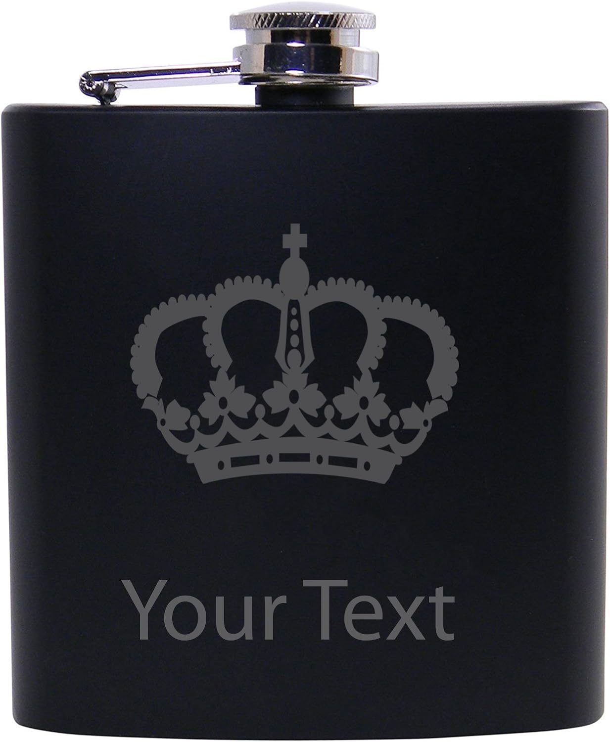 Amazon.com | Personalized Custom Crown Black Stainless Steel Hip ...