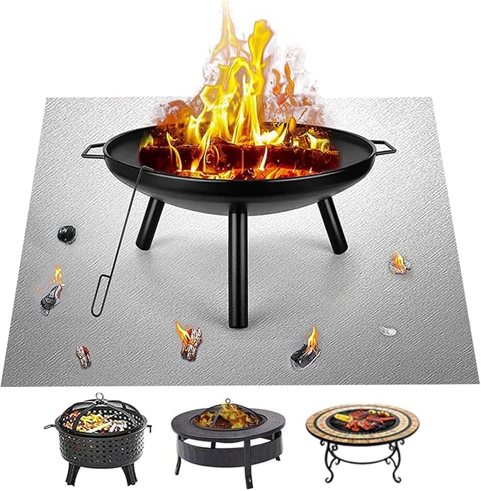 Fire Pit Mat - 39 x 39 Inch Collapsible Fireproof Under Grill Protector ...