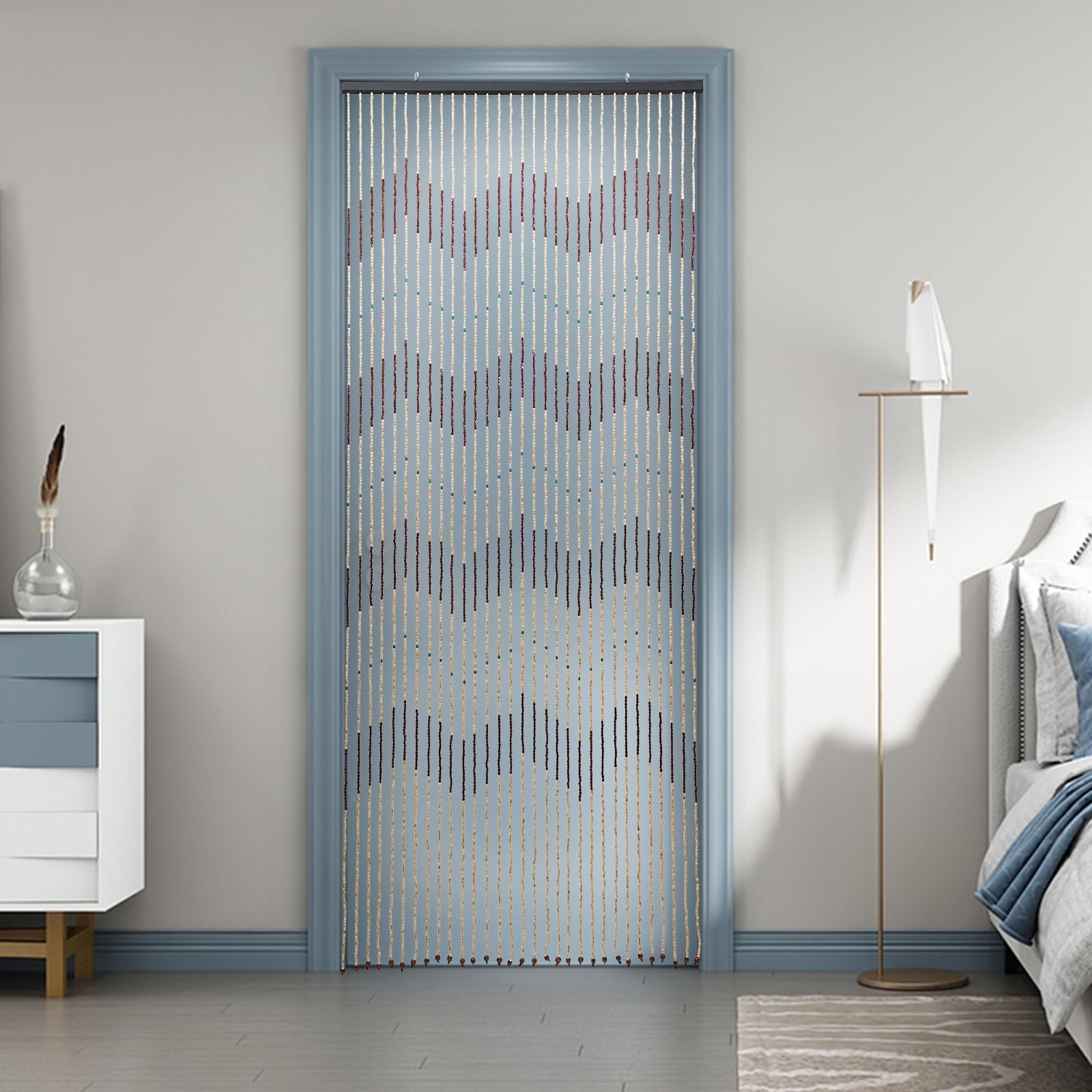 Retro Wooden Bead Chains Door Curtain 91 x 220 cm 31 Lines Wooden ...