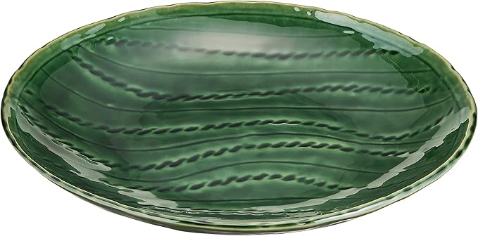 Amazon.co.jp: エールネット(Ale-net) エールネット(Ale-net) 大皿 緑 24cm 総織部縄目楕円皿 美濃焼 ...