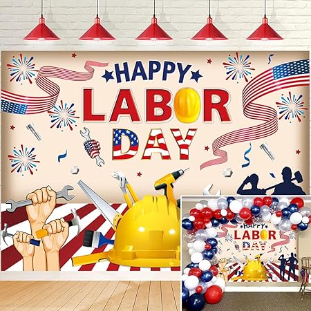 Amazon.com : Happy Labor Day Backdrop Labor Day Decorations Phorography ...