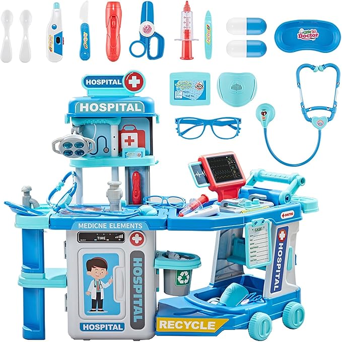 Amazon.com: lillimasy Doctors Kit for Kids: Pretend Real Doctor Playset ...