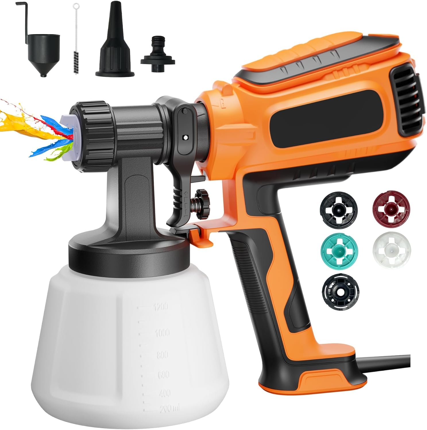 Paint Sprayer, 700W HVLP Spray Paint Gun with Cleaning & Blowing Joints ...