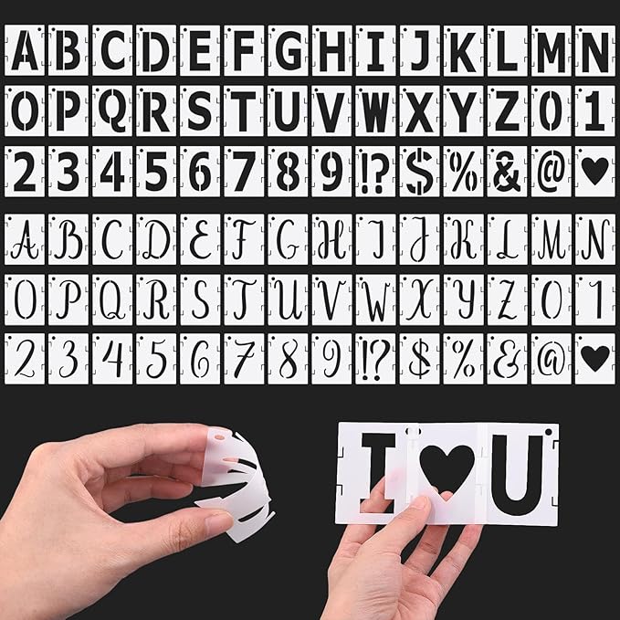 Amazon.com: 84pcs/2sets 2inch Letter Stencils for Painting On Wood ...