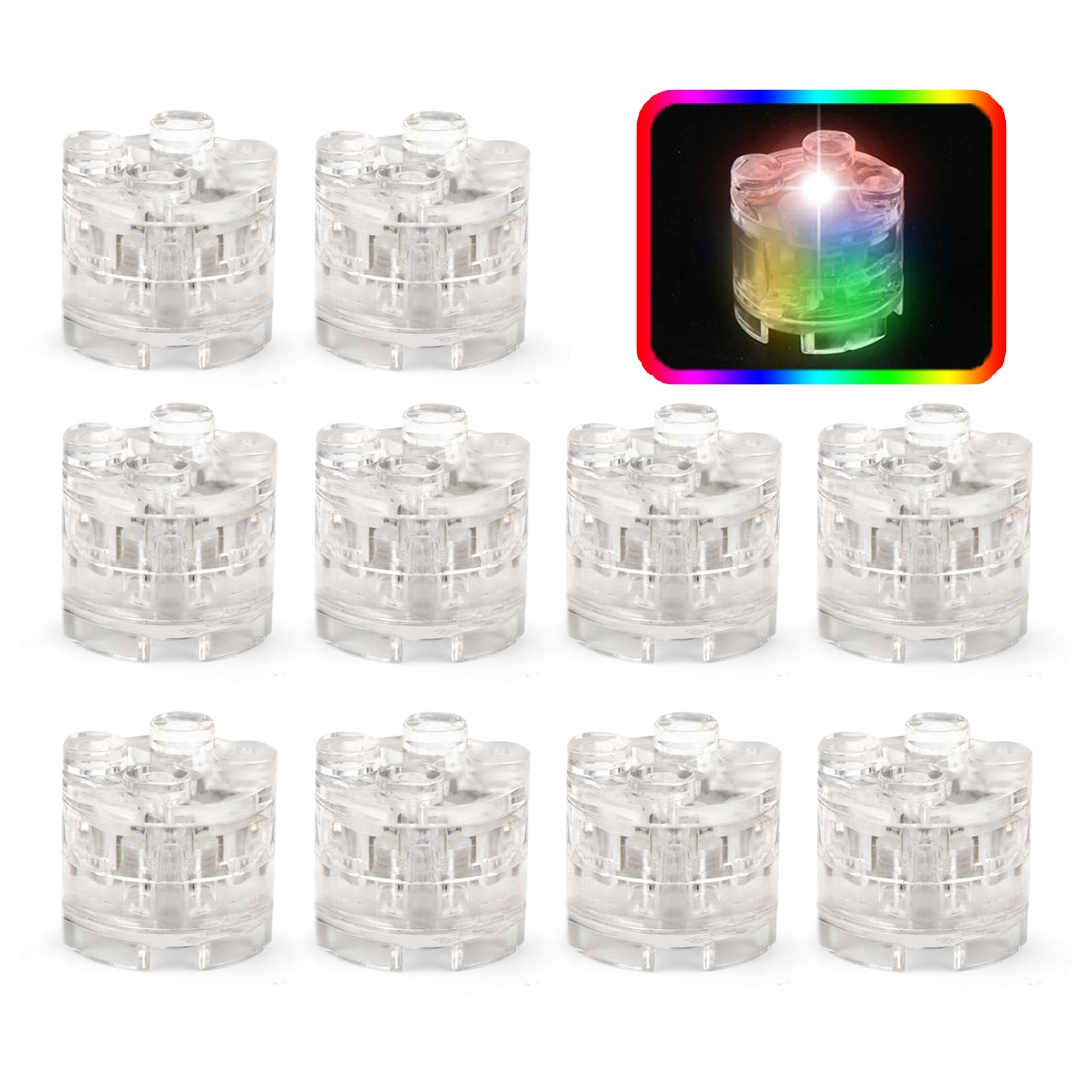 Amazon.com: Lights Bricks, 10PCS 2x2 Round Light Up Bricks Accessories ...