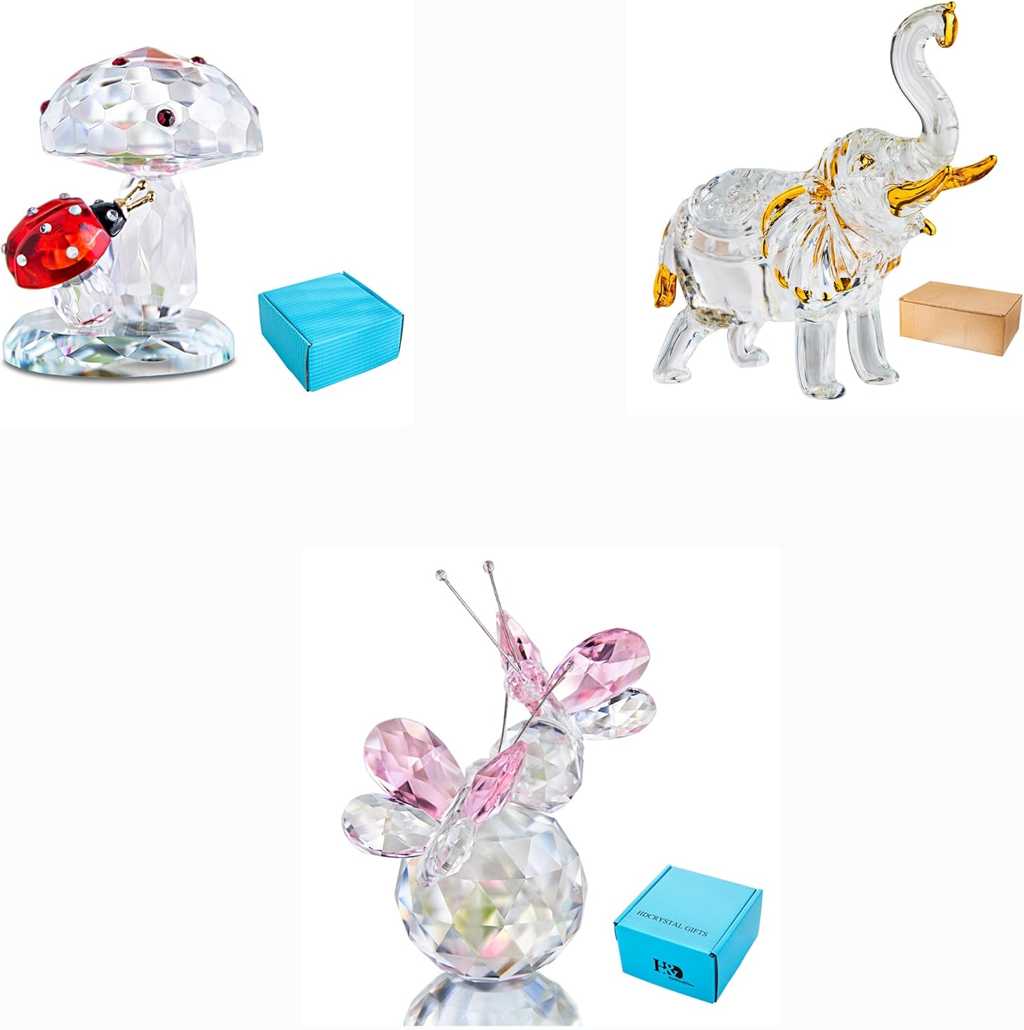 Amazon.com: H&D HYALINE & DORA Handmade Crystal Statue Home Decor Table ...