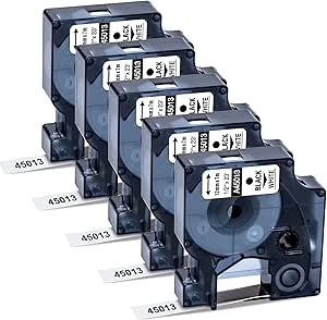 MarkField A45013 Compatible with Dymo D1 Label Tape | 12mm x 7m, Black ...