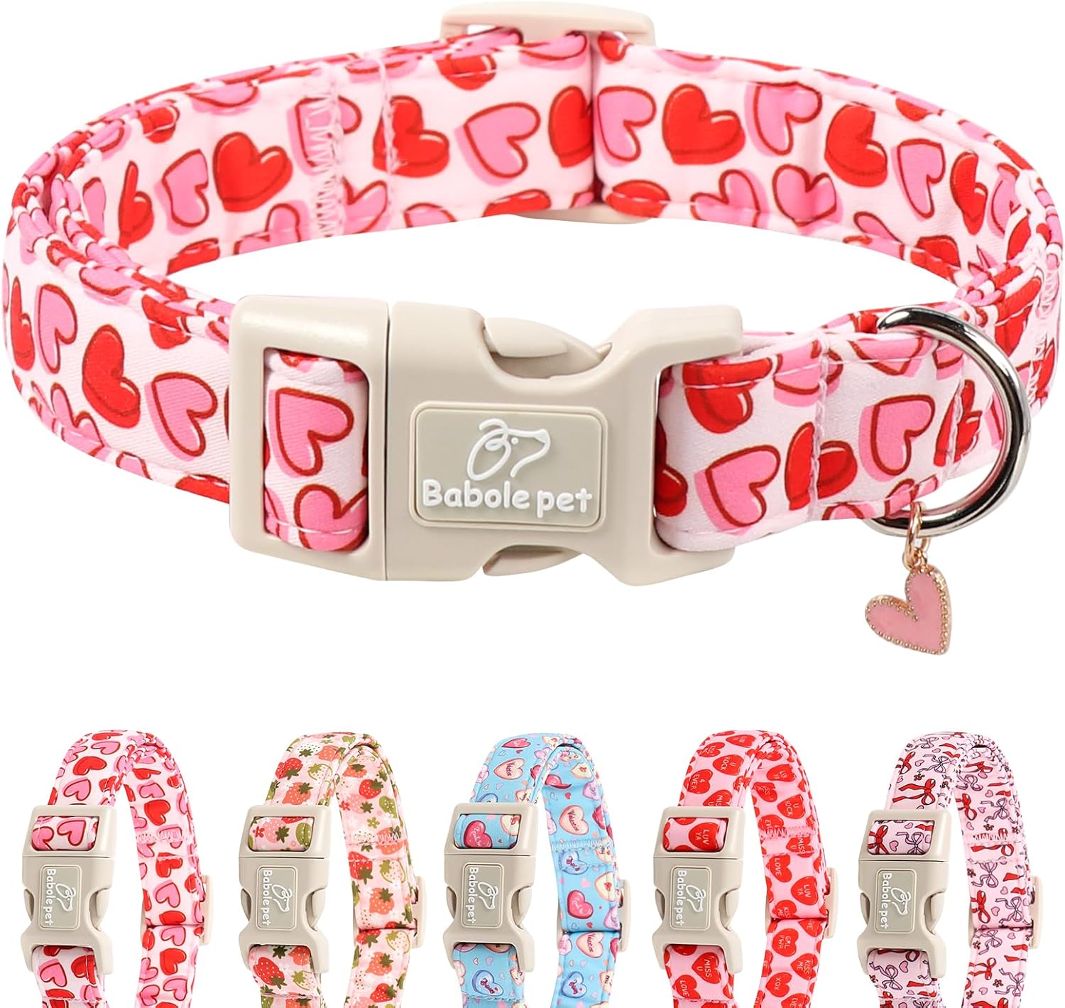 Amazon.com : Babole Pet Valentines Dog Collar for Small Dogs - Pink ...